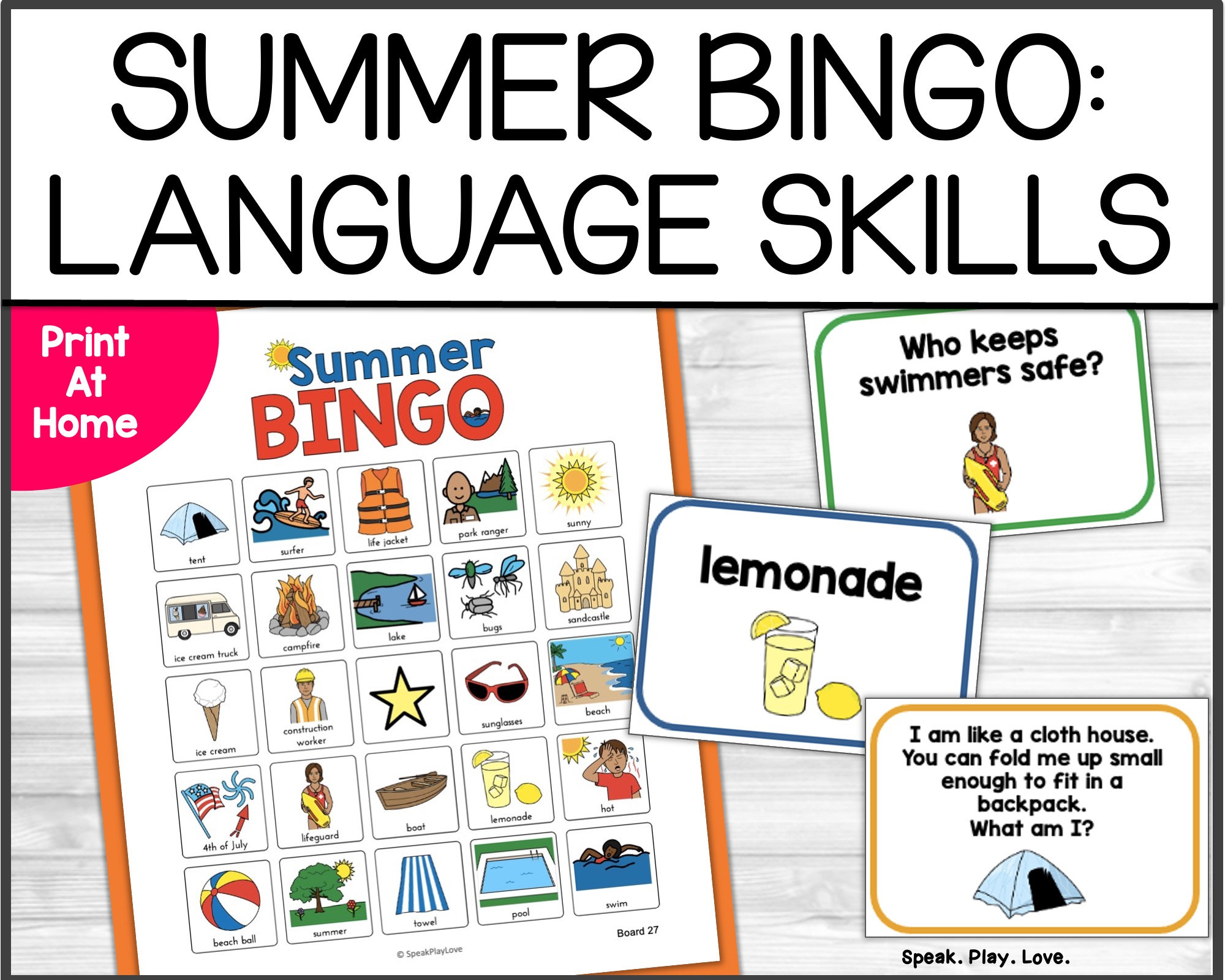Printable Summer Bingo Activity 32 Bingo Boards Language - Etsy
