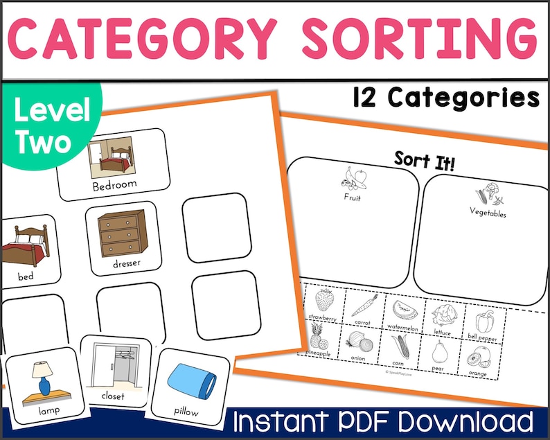 Printable Sorting by Categories Activity, Preschool Printables, Speech ...