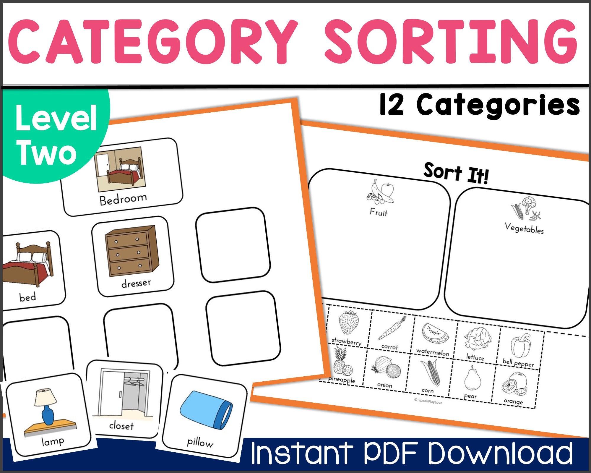 Printable Sorting by Categories Activity, Preschool Printables, Speech ...