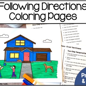 Printable Following Directions Coloring Pages, Speech Therapy Coloring ...