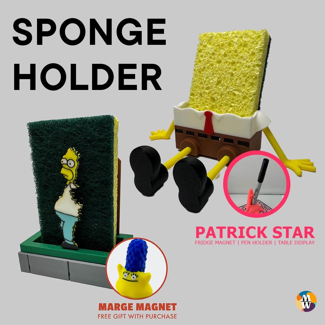 Meme Sponge Holder: Homer / Spongebob Kitchen Decor - Etsy