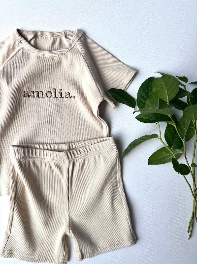 Summer Personalised Child Ribbed Sets Embroidered Kids Sets - Etsy