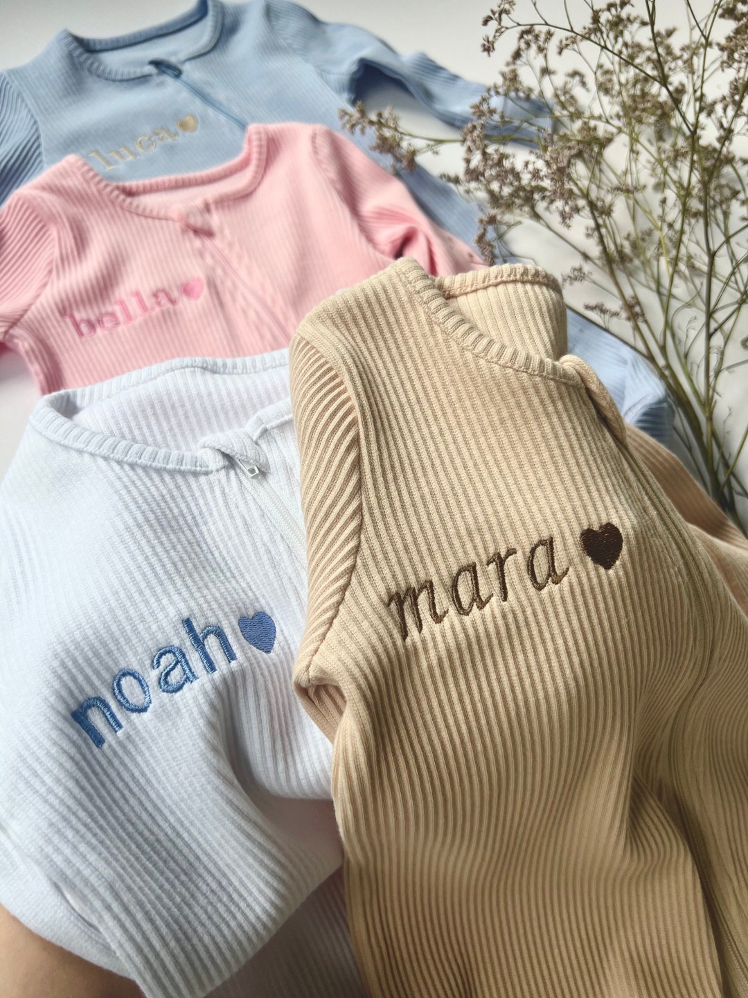 Personalised Gift Baby Zip Romper | Embroidered Baby Grow Newborn ...