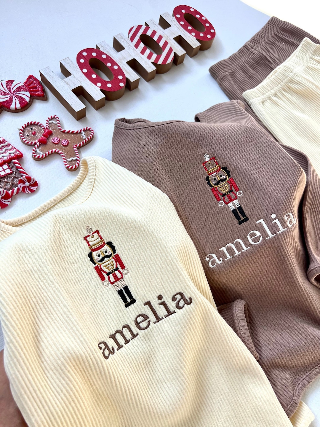 Christmas Nutcracker Pajama Set for Kids Personalised Ribbed Cotton ...
