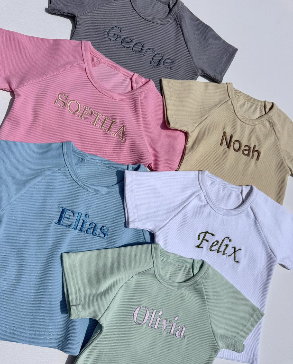 Summer Personalised Child Ribbed Sets | Embroidered Kids Sets ...