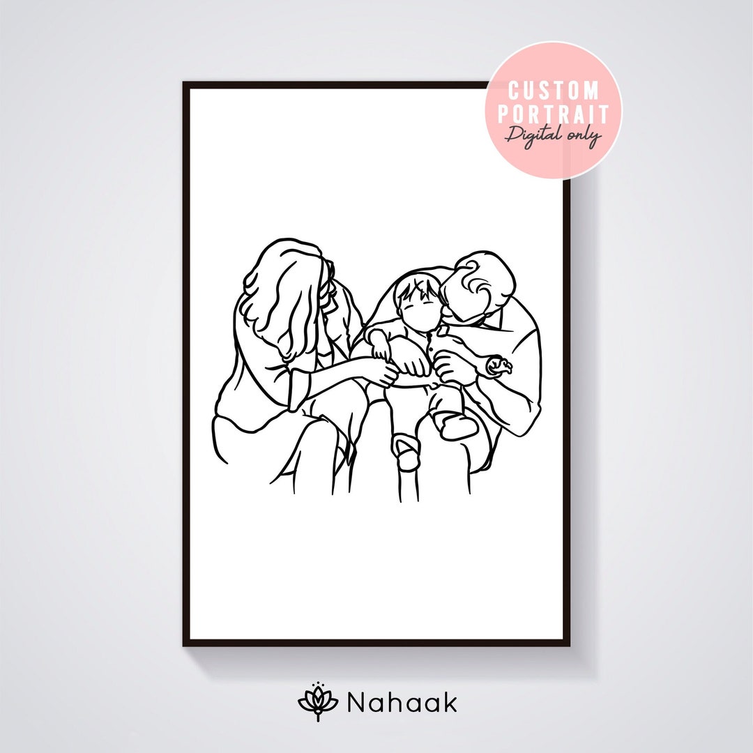 Custom Digital Portrait Order - Digital File Only, Line Art Portrait - Etsy