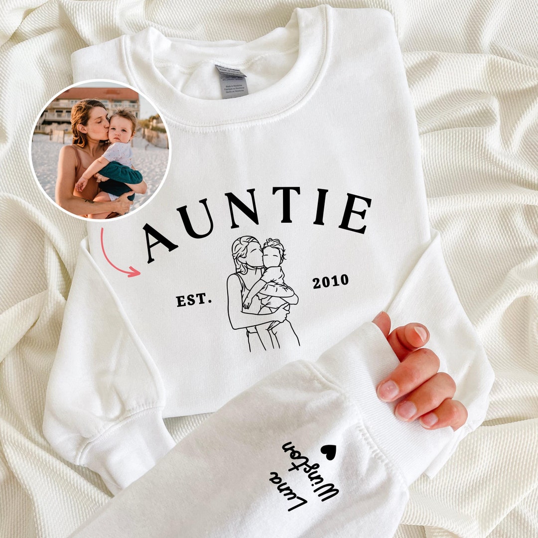 Auntie Custom Portrait From Photo Sweatshirt With Initials Est Year ...