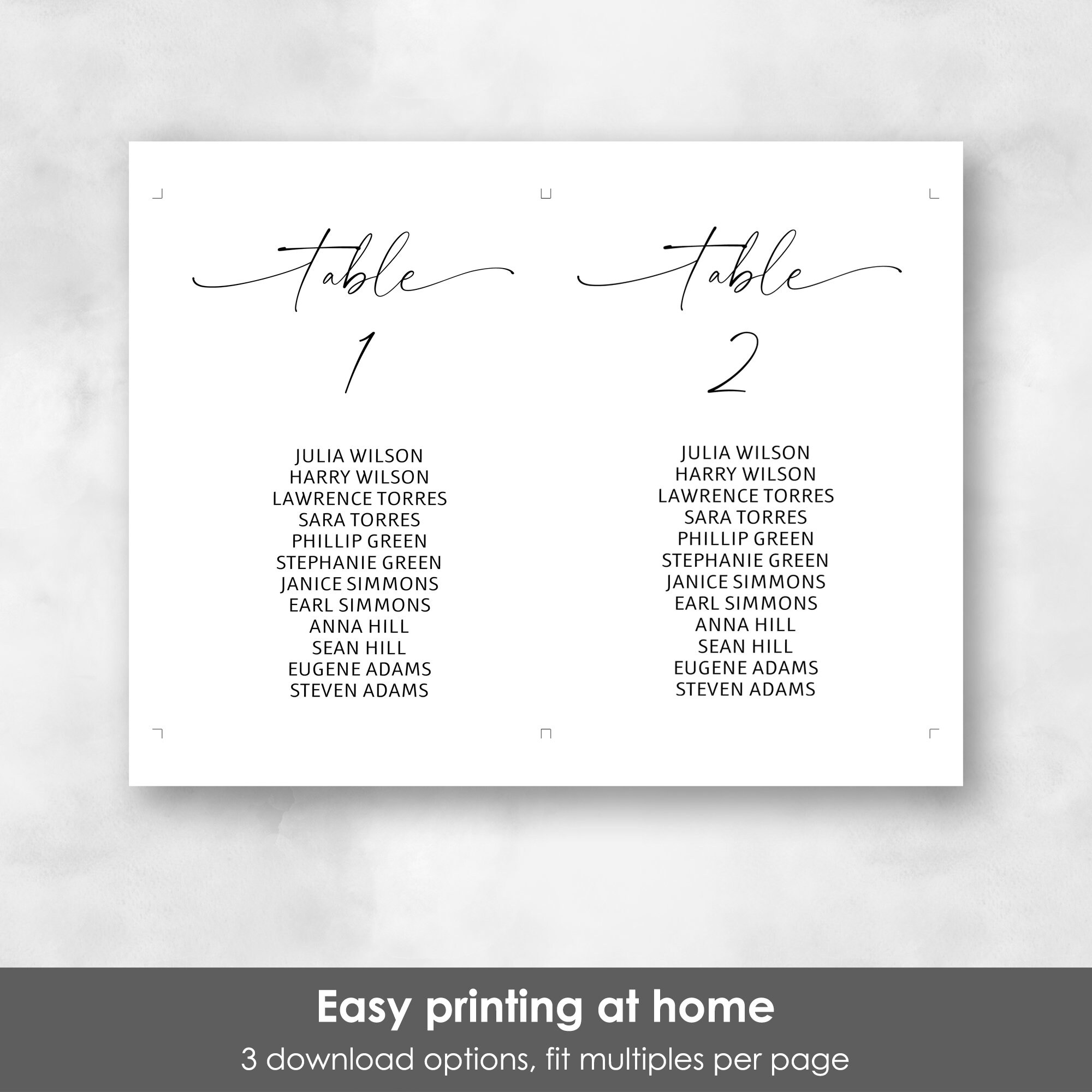Minimalist Seating Chart, Template, Instant Download, Editable, Simple ...