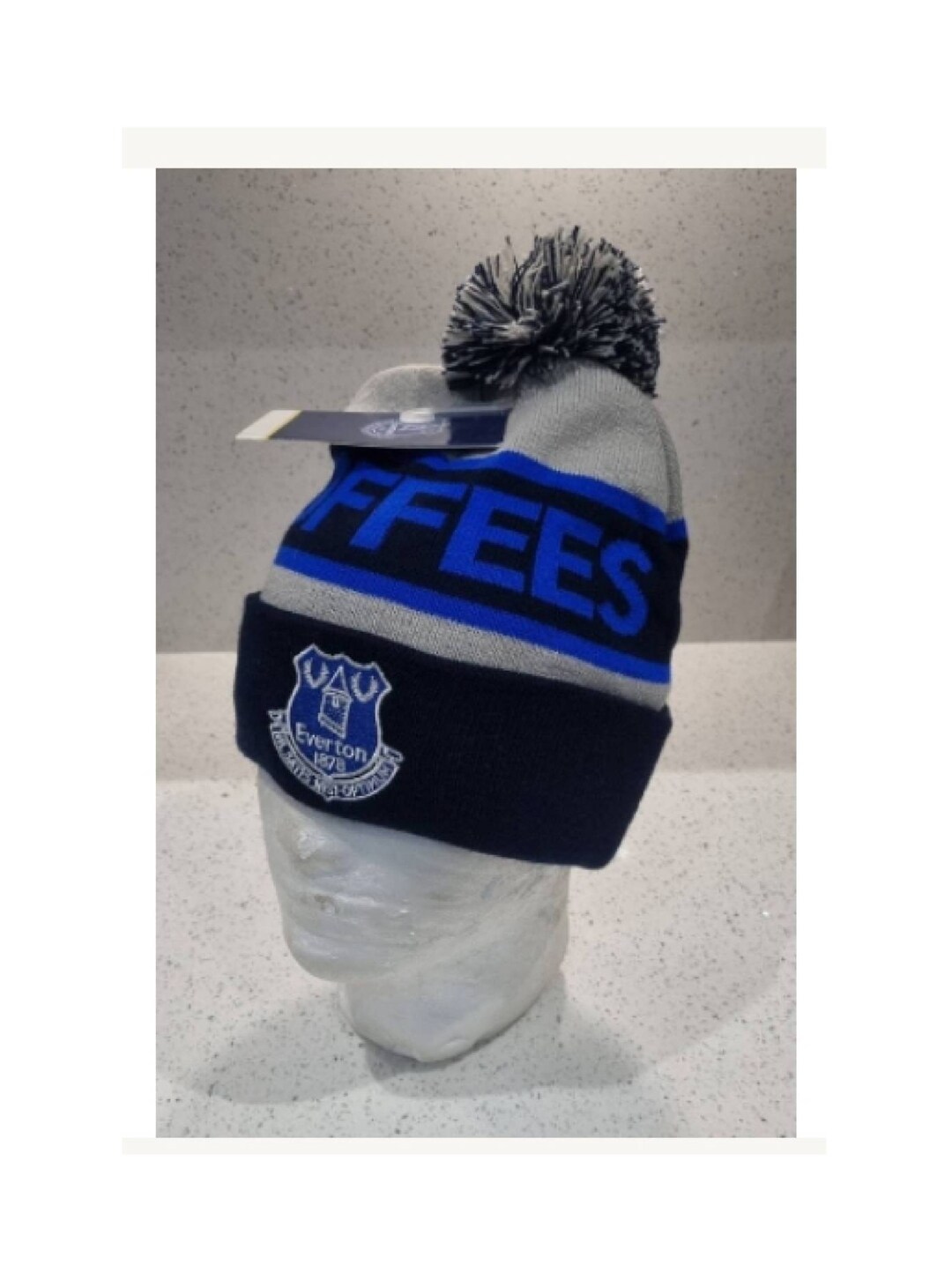 Everton Official Toffees Bobble Hat - Navy and Grey - Adult - Etsy