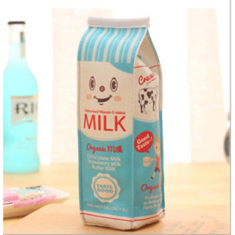 Kawaii Milk Pencil Case Aesthetic Stationery Case - Etsy