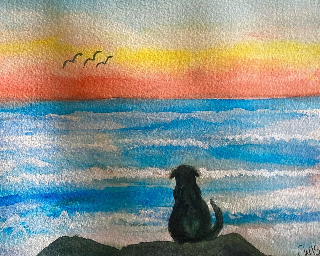 Labrador Sunset Watercolor Print: Dog Lover Gift (10x8 Giclee) - Etsy