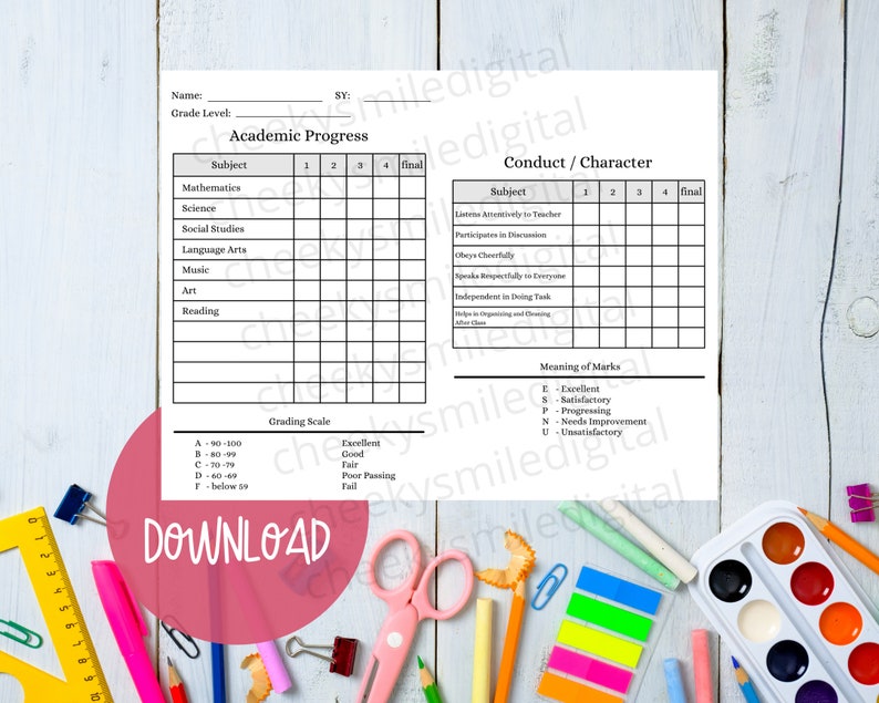 Homeschool Report Card Homeschool Progress Report Homeschool Academic ...