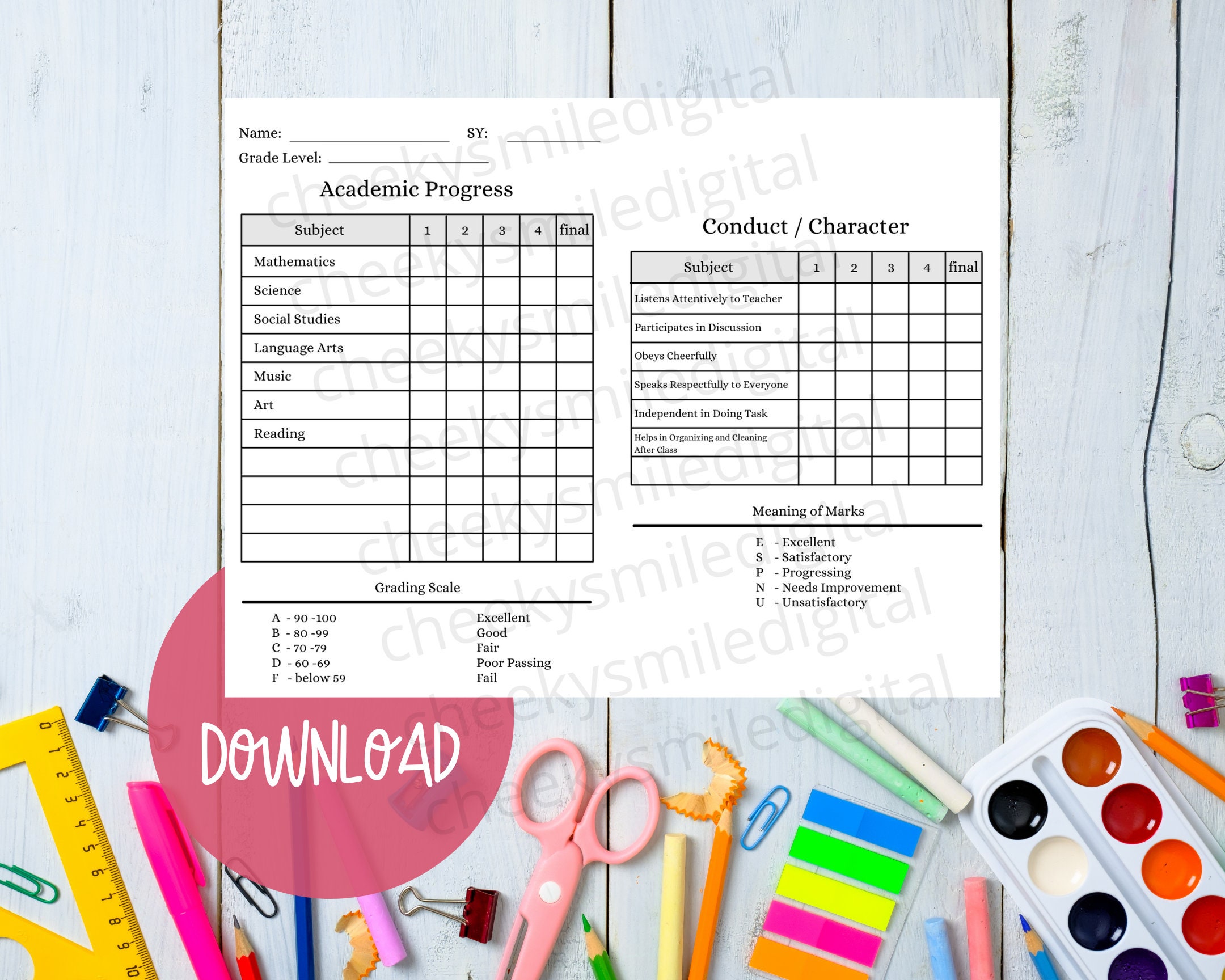 Homeschool Report Card Homeschool Progress Report Homeschool Academic ...