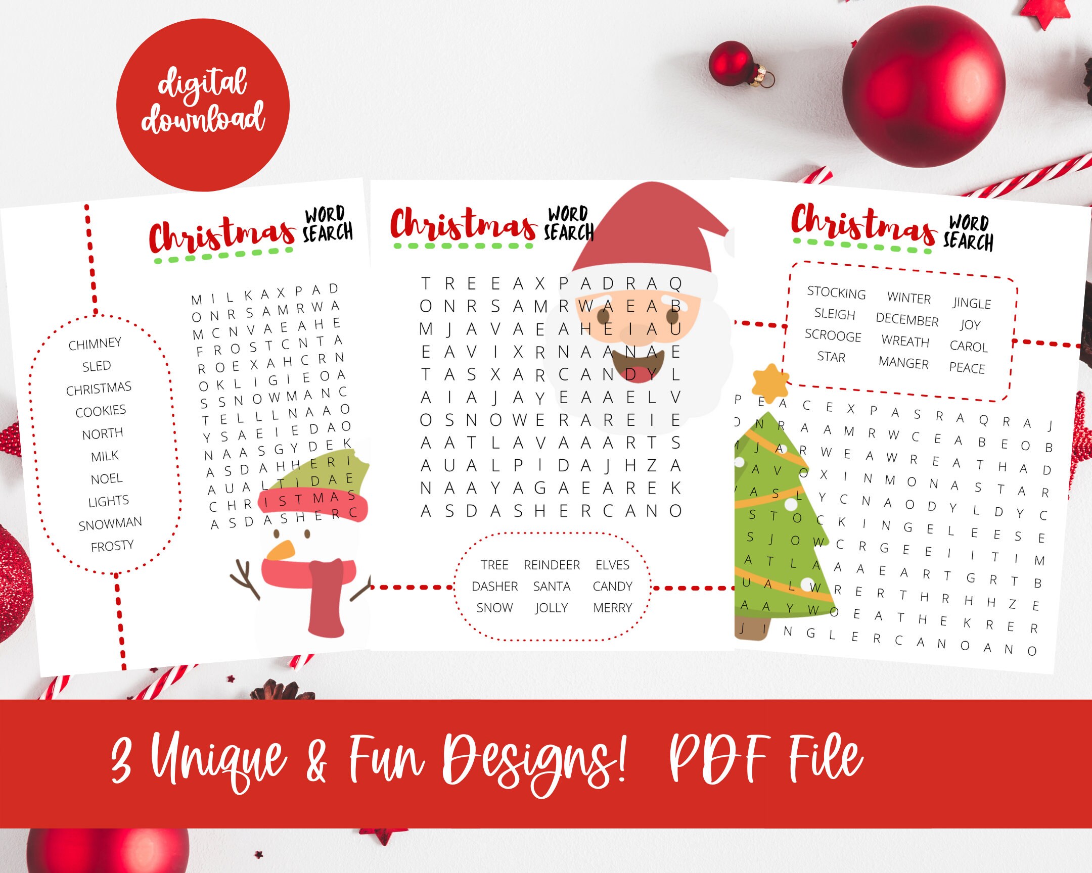 Christmas Word Search, Printable Christmas Word Find, Printable Word ...
