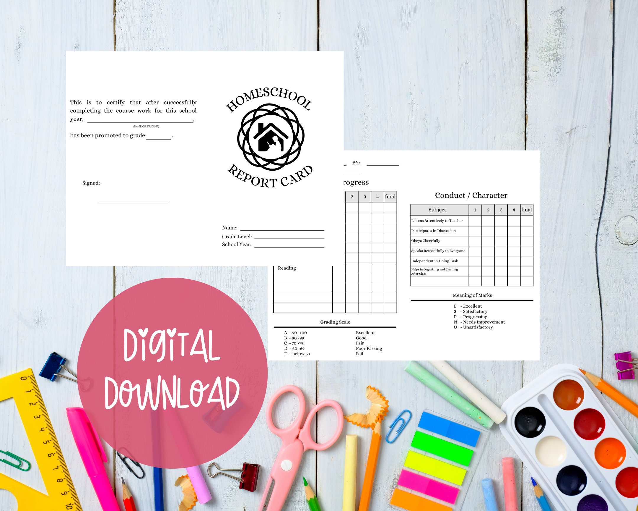 Homeschool Report Card Homeschool Progress Report Homeschool Academic ...