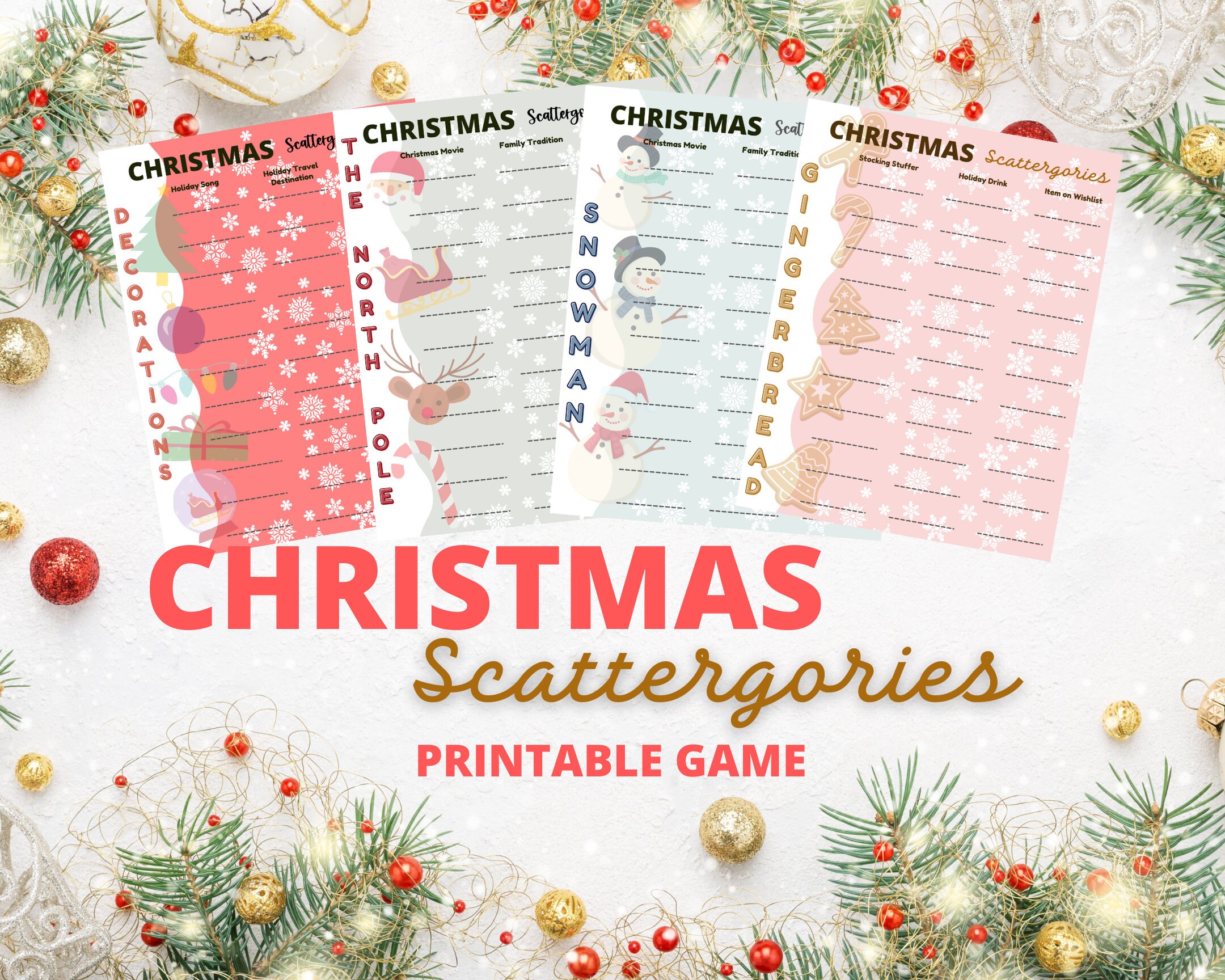 Christmas Scattergories Printable| Christmas Party Game| Virtual ...