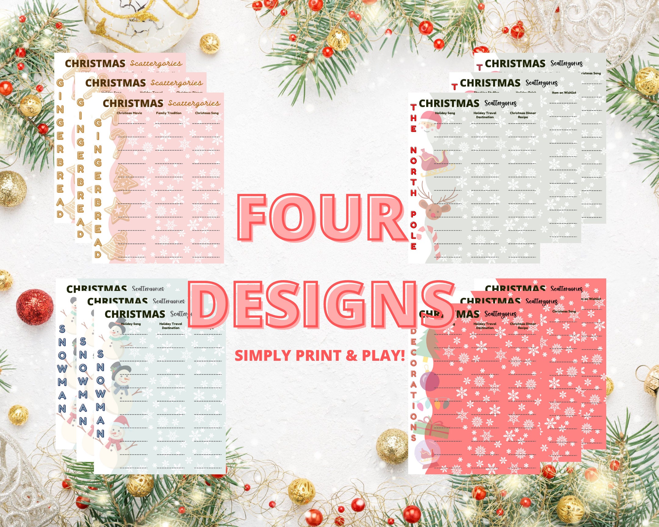 Christmas Scattergories Printable| Christmas Party Game| Virtual ...