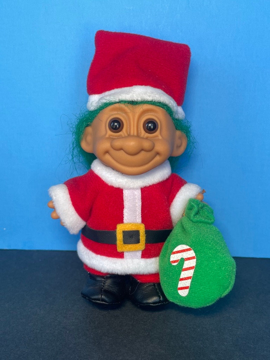 CHRISTMAS SANTA With BAG Very Rare 5 Troll Doll by Russ Berrie in Mint ...