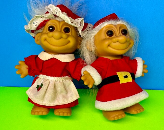 CHRISTMAS Santa and Mrs. Claus Set of 2 Vintage Trolls by Russ Berrie ...