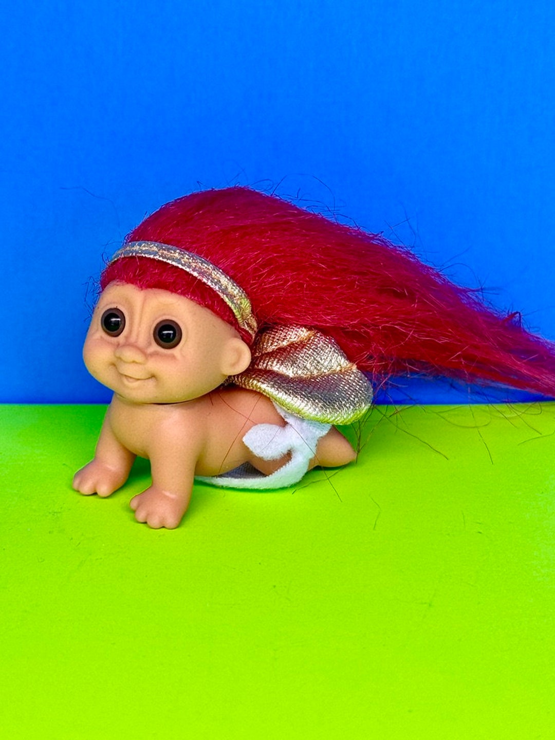 CHRISTMAS Crawling Baby Angel Troll Doll by Russ Berrie VERY RARE and ...