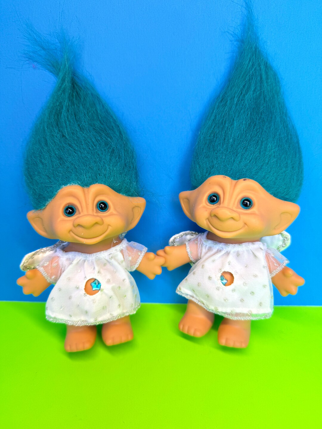 Lot of 2 Ace Treasure Troll Angels With Turquoise Hair and Jewel 5 ...