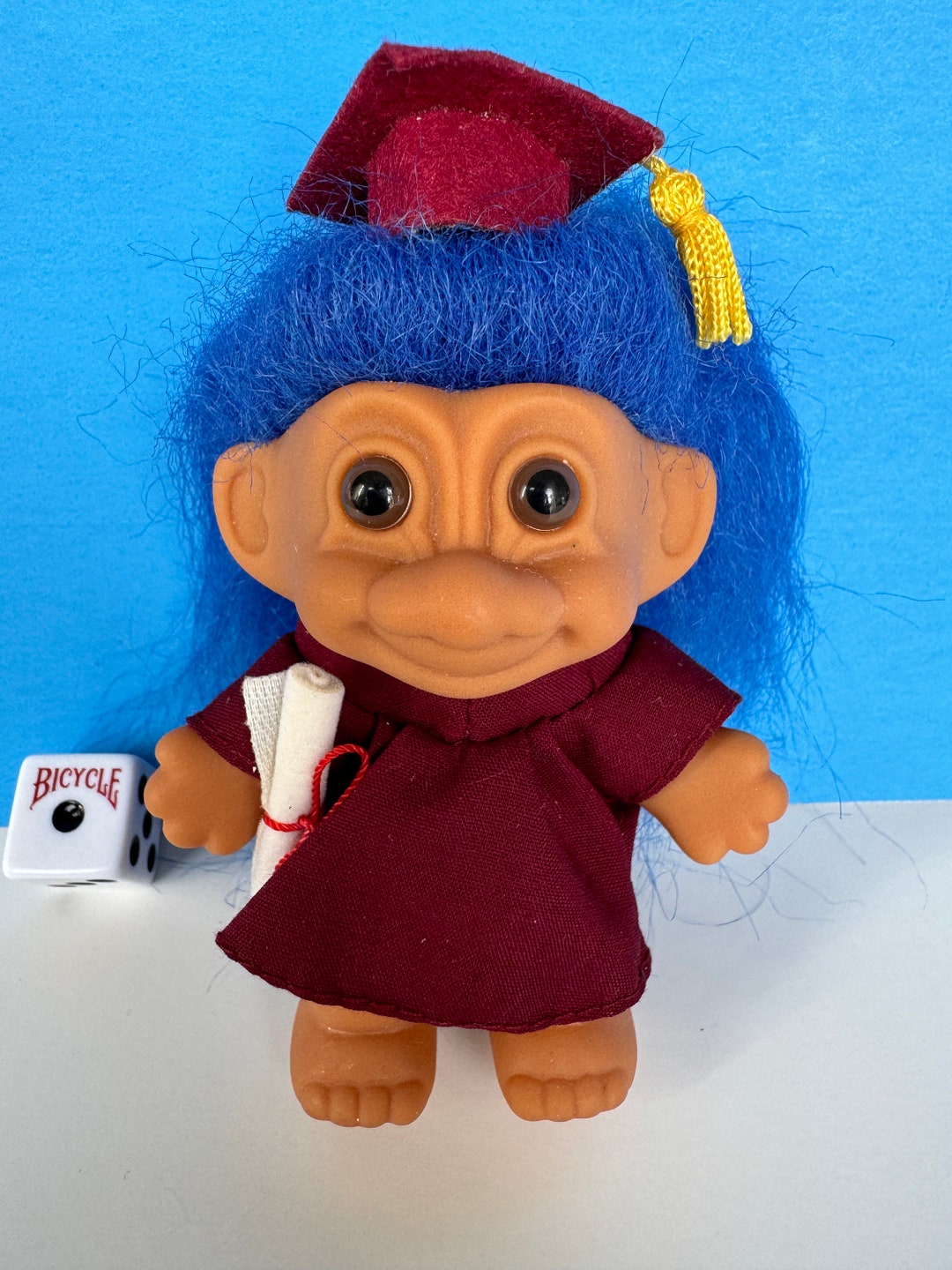 Vintage Russ Berrie 3" Graduation Troll Doll (#1) With Maroon/burgundy ...