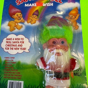 Christmas SANTA TROLL make a Wish Vintage Troll Doll Never Removed From ...