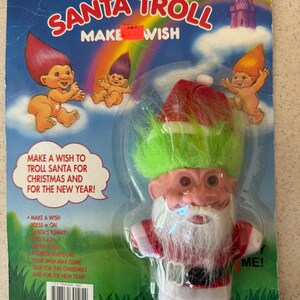 Christmas SANTA TROLL make a Wish Vintage Troll Doll Never Removed From ...