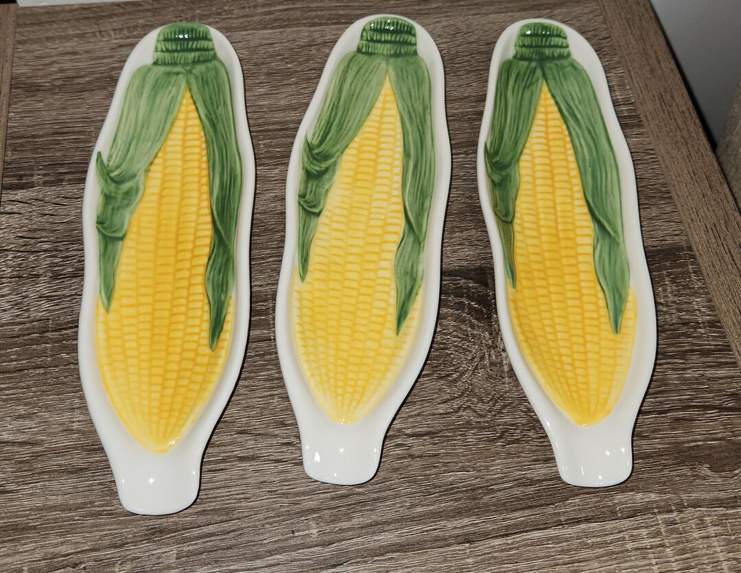 Vintage Corn on the Cob Dishes Trays Holders Ceramic Set of 3. - Etsy