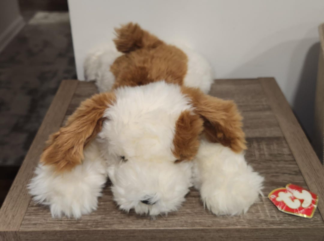 Ty Classic BABY PATCHES Puppy Dog Brown White Cream 13in Soft Fur Plush ...