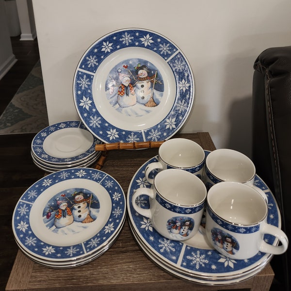 Snowman Dinnerware - Etsy