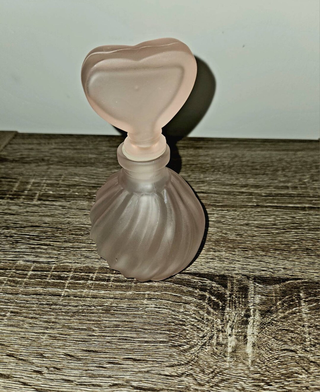 Pink Frosted Glass Swirl Perfume Bottle Heart With Stopper - Etsy