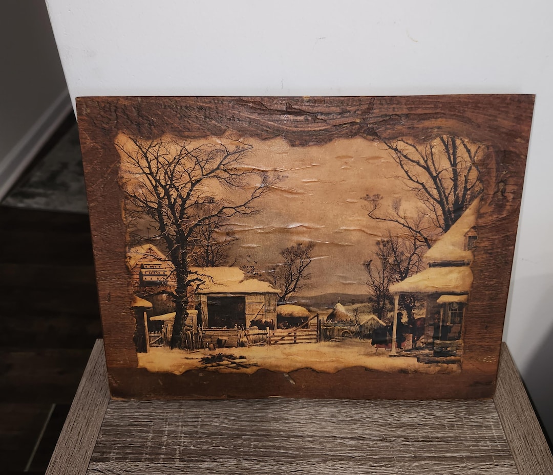 Vintage 1977 Decoupage Wood Plaque Wall Hanging. - Etsy
