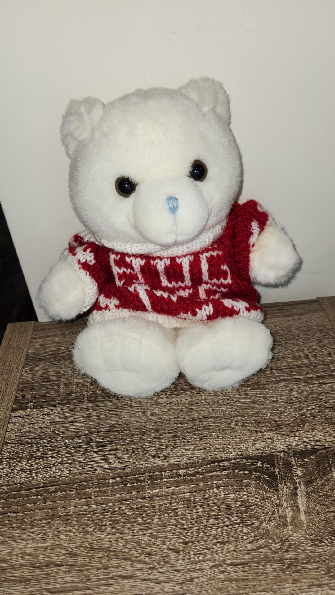 Vintage Build A Bear Vintage White Bear Blue Nose 11” Stuffed Animal ...