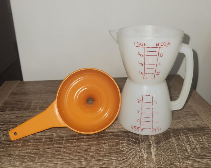 Tupperware Vintage Wet Dry Measuring Cup Double Stack 1 Cup With Handle ...