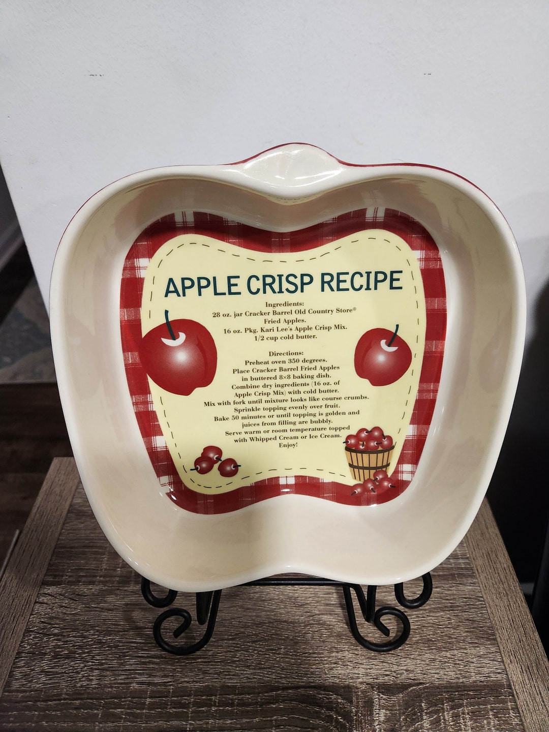 Vintage Adorable Cracker Barrel Apple Crisp Recipe Ceramic Cobbler ...