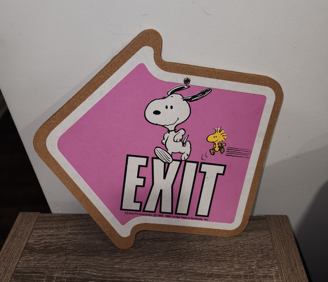 Vintage Peanuts Cork exit Sign 1965 Snoopy Woodstock Sign - Etsy