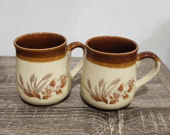 Set of 2 Vintage Wheat Mugs - Etsy