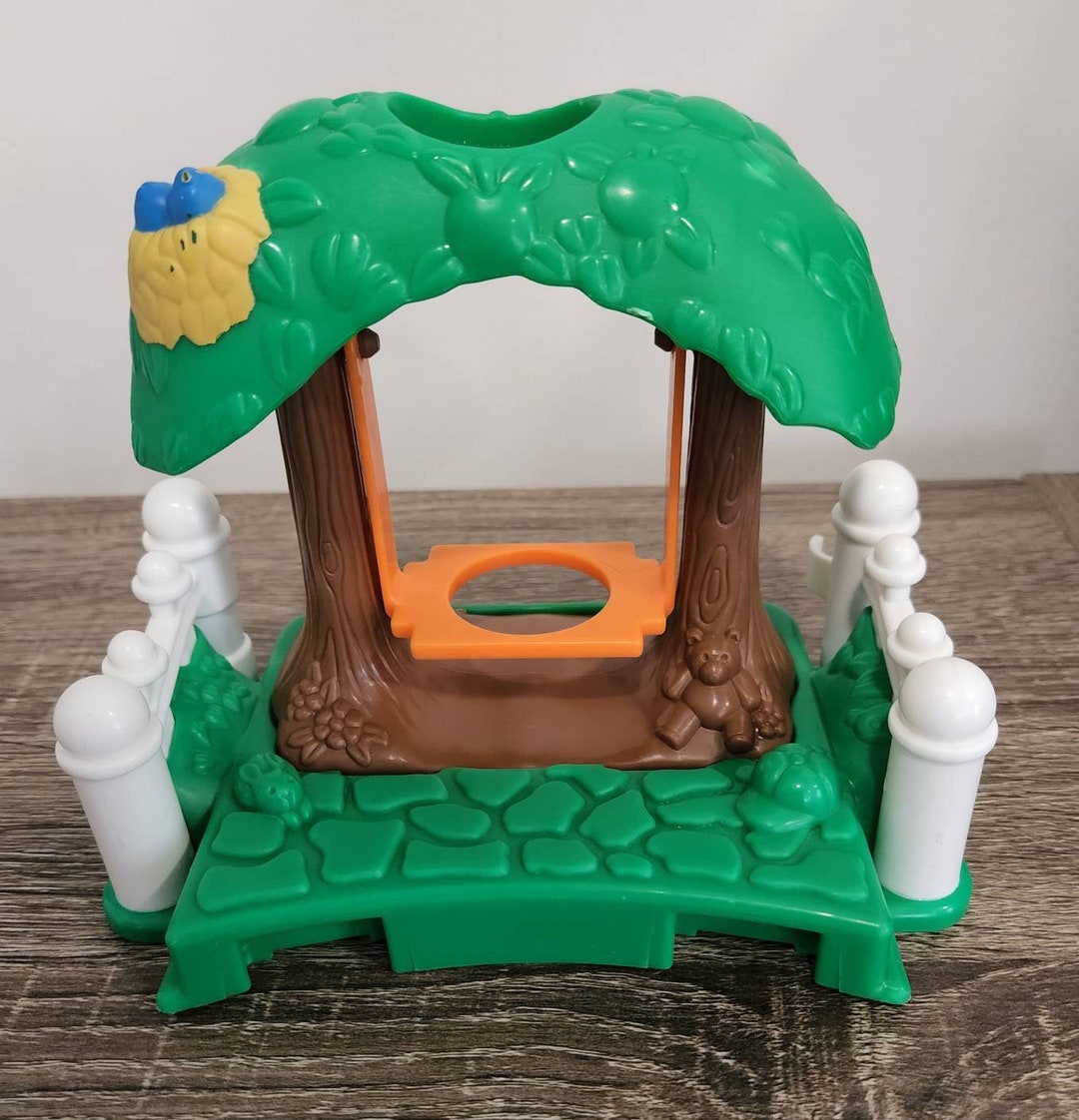 Little People Tree Swing W/white Fence and Bird Nest - Etsy
