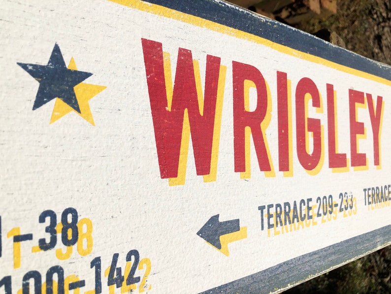 Chicago Cubs Wrigley Field Stadium Sign-screen Printed on Wood. 8 X 36 ...