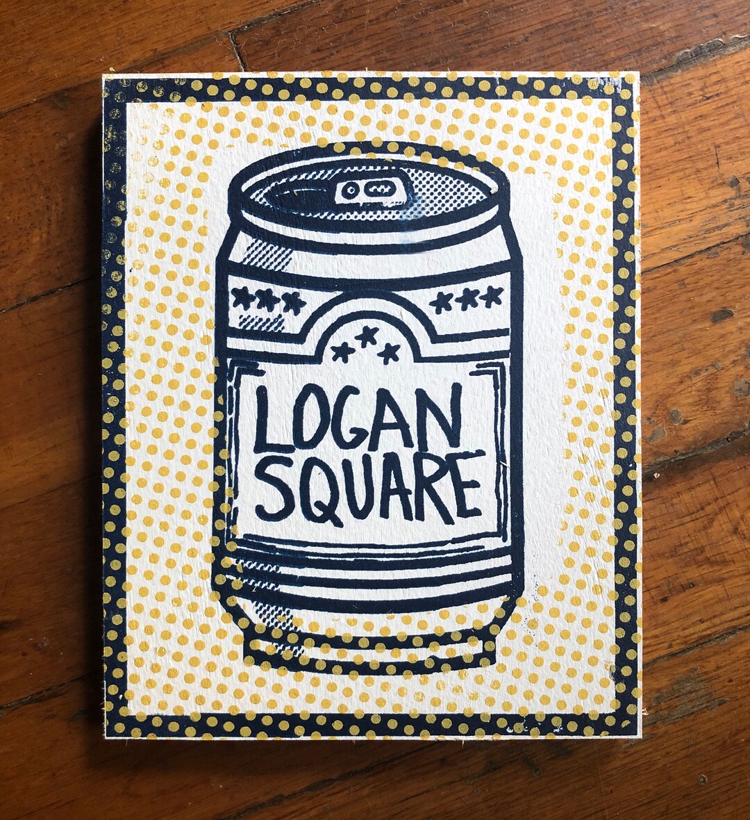Cool Logan Square on a Beer Can Chicago Neighborhood Two Color Screen ...