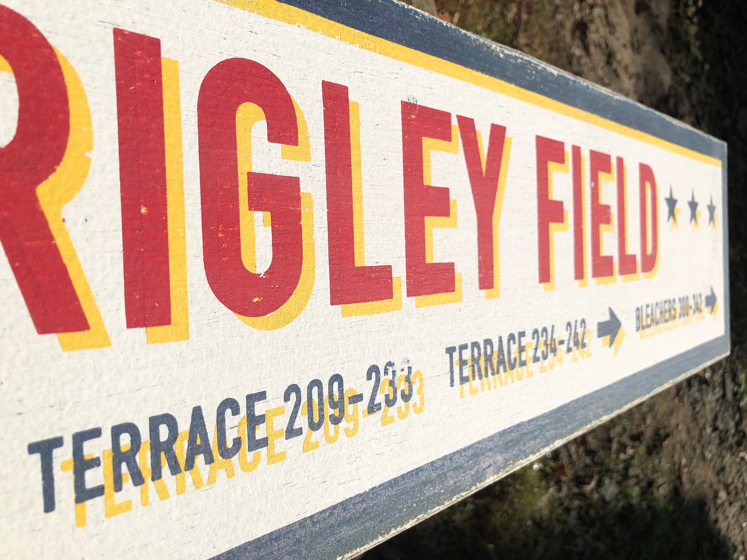 Chicago Cubs Wrigley Field Stadium Sign-screen Printed on Wood. 8 X 36 ...