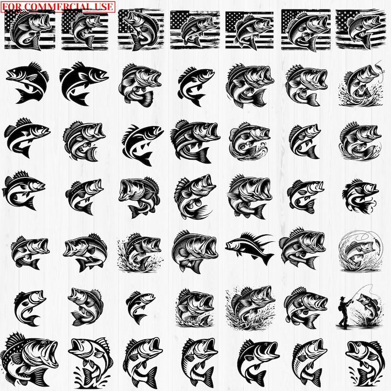 120 Bass Fish SVG Bundle | Fishing Cut Files for Cricut | Largemouth ...