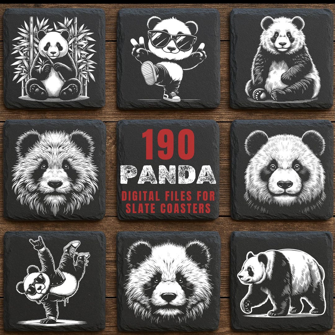 190 Panda Slate Engraving Files: Wildlife PNG Bundle for Engraving ...