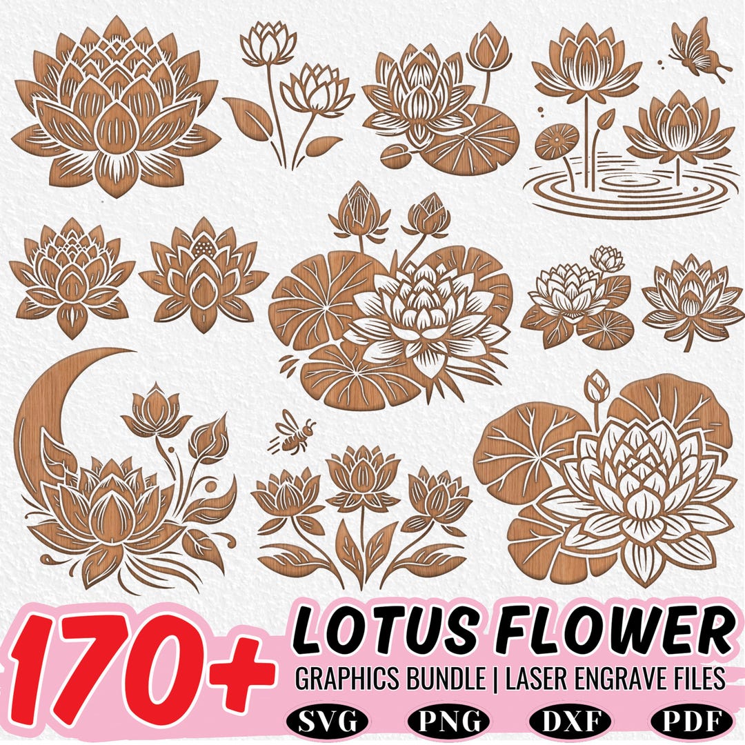Laser Engraving Files 170+ Lotus Flower | Laser Cut SVG | DXF Design ...
