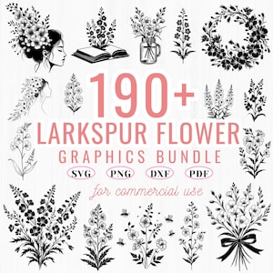 190+ Larkspur Flower SVG | DXF Bundle | Floral Clipart | Cricut Cut ...