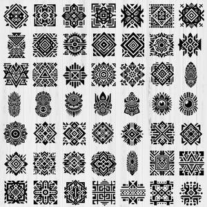 Aztec Geometric Symbol SVG Bundle: Tribal Pattern Cut Files (commercial ...