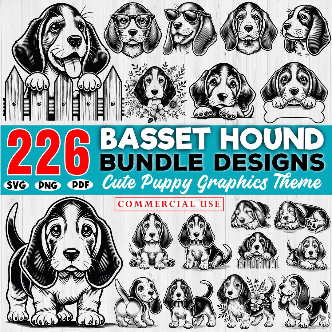 150+ Cute Basset Hound Puppy SVG Bundle, Basset Hound Puppy Svg, Dog ...