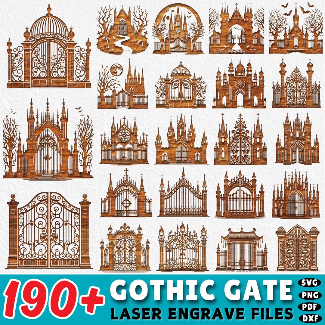 Laser Engraving Files 190+ Wrought Iron Gate Svg | Ornamental Fence Dxf ...