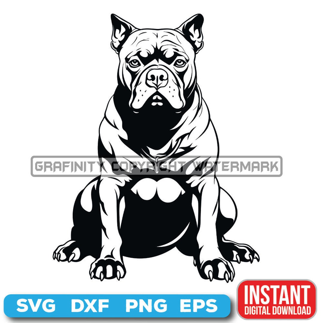 American Bully SVG 14 Artsy American Bully Sitting Instant Digital ...